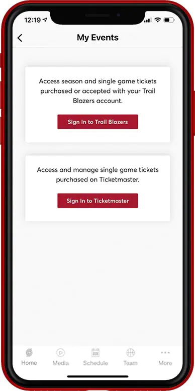 Tap “Sign In to Trail Blazers” using the email and password associated ...